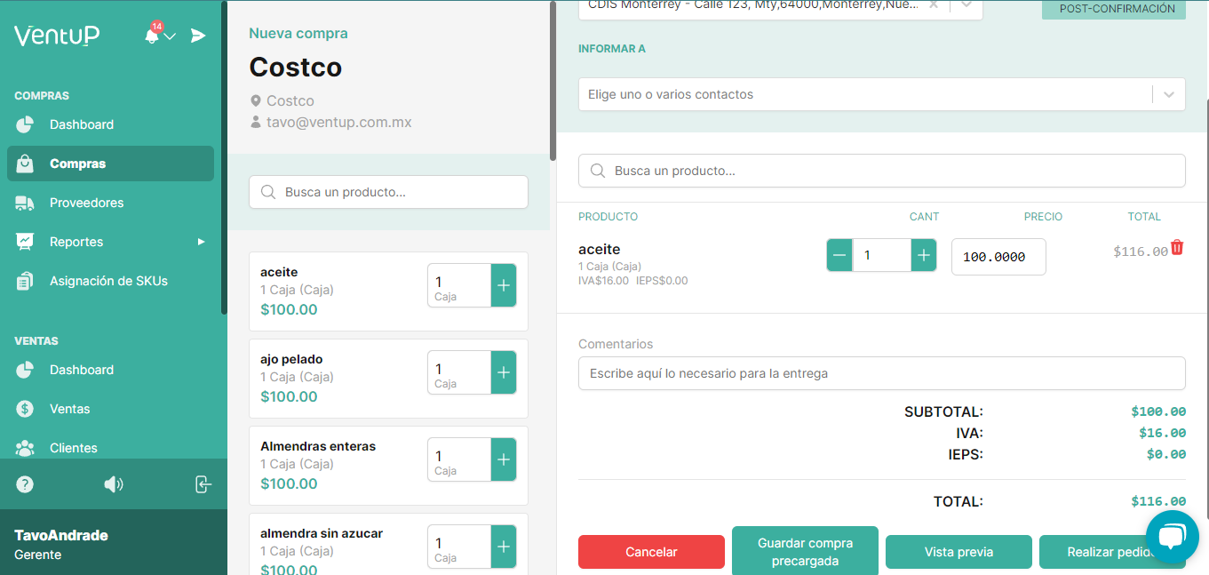 Actualización en órdenes de supermercado con factura
